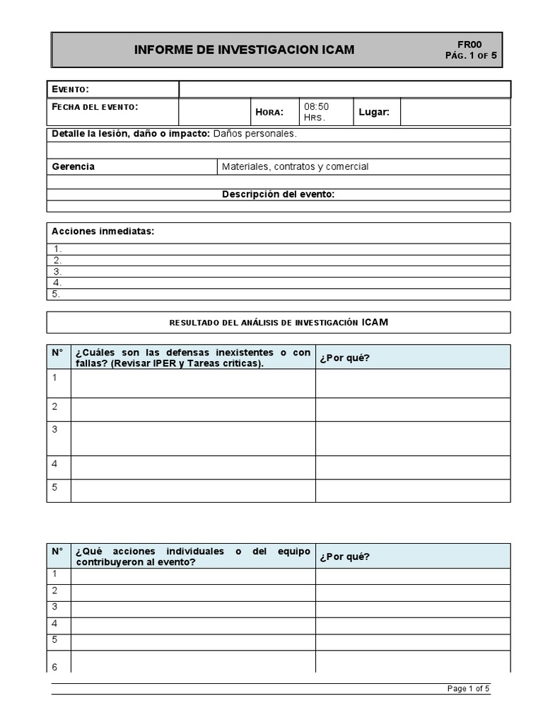 Formato Informe Investigacion ICAM | PDF