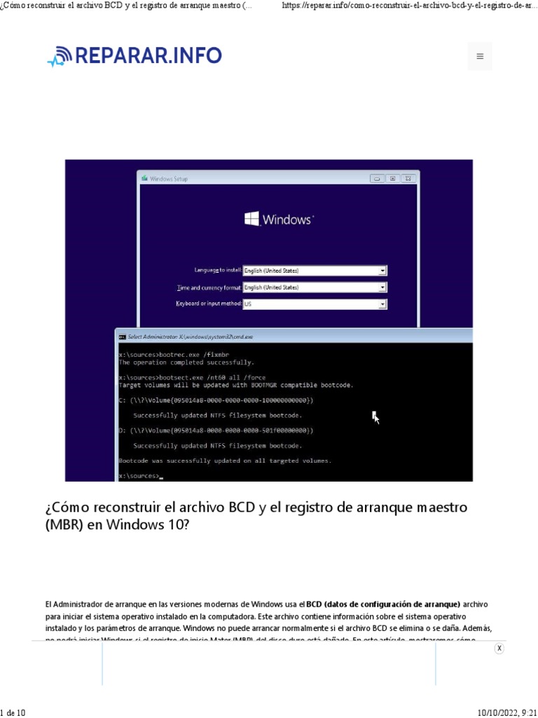 ¿Cómo Reconstruir El Archivo BCD y El Registro de Arranque Maestro (MBR ...