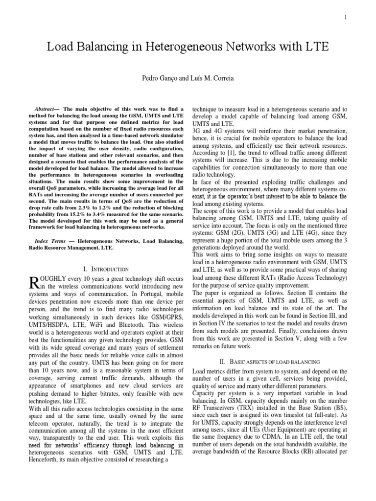 Load Balancing In Heterogeneous Networks With Lte Pedro Ganco Pdf Gsm Lte 