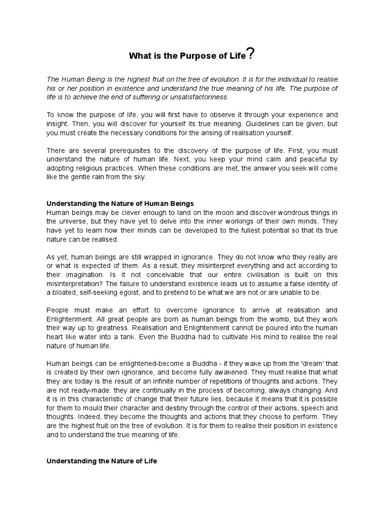 What Is The Purpose of Life | PDF | Contentment | Karma