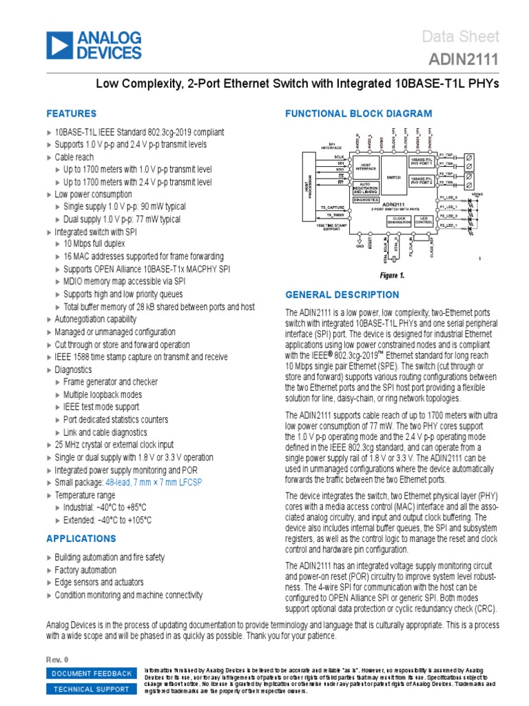 Adin2111 2891062 | PDF | Electrostatic Discharge | Ethernet
