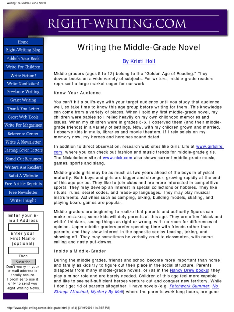 Writing The Middle-Grade Novel | PDF | Books | Young Adult Fiction