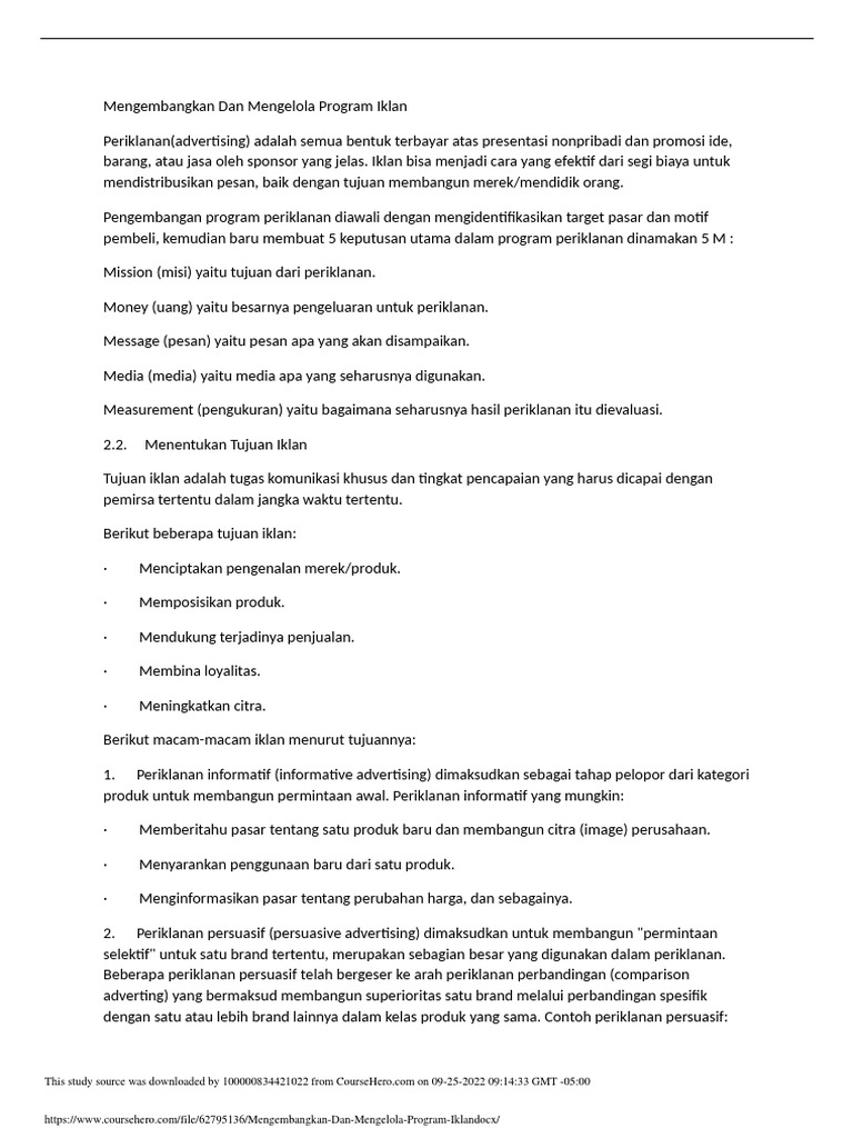 Mengembangkan Dan Mengelola Program Iklan | PDF