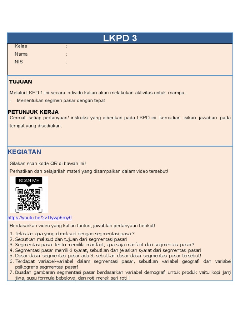 LKPD Segmen Pasar | PDF