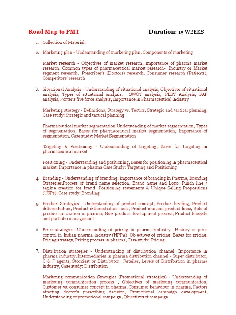 Road Map To PMT | PDF | Strategic Management | Distribution (Business)