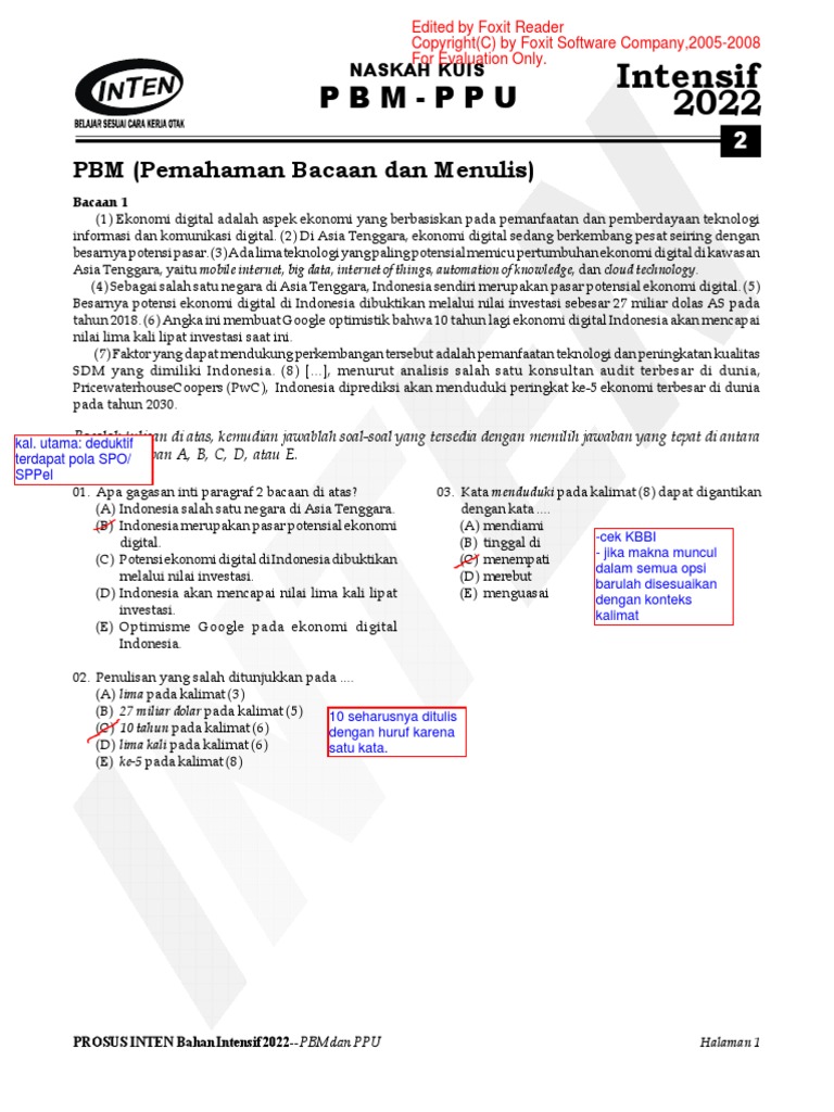 Kuis Pbm-Ppu 2 Intensif 2022 | PDF