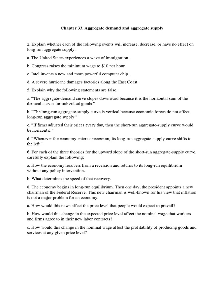 Chapter 33. Aggregate Demand and Aggregate Supply | PDF