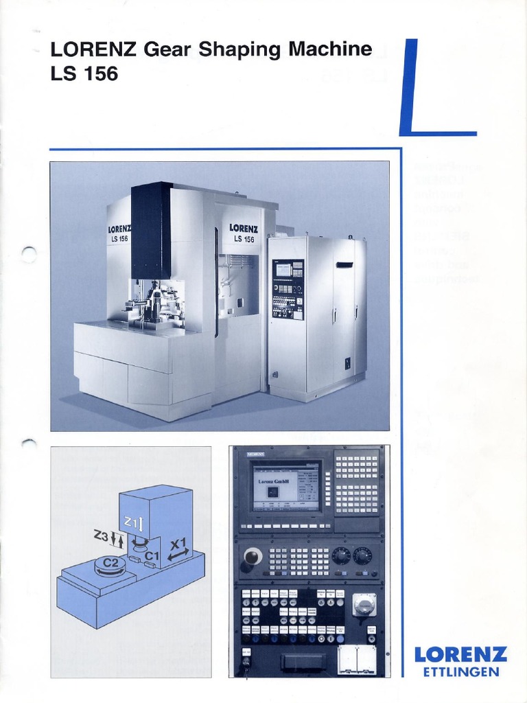 LORENZ MODEL No. LS156 CNC GEAR SHAPING MACHINE | PDF