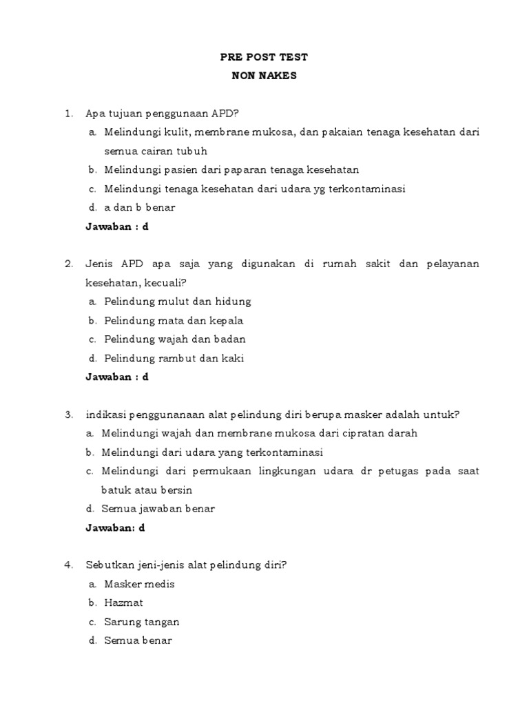 Pre Post Test Ppi Non Nakes | PDF