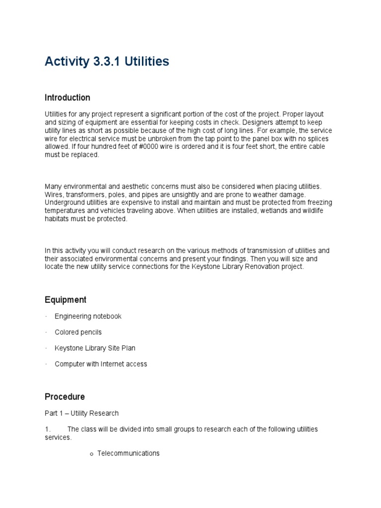 Activity 3.3.1 Utilities | PDF | Public Utility | Stormwater