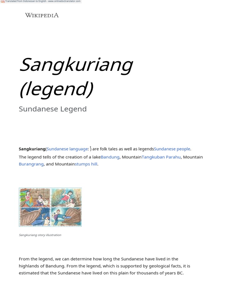 Sangkuriang: The Sundanese Legend | PDF | Mythology | Folklore