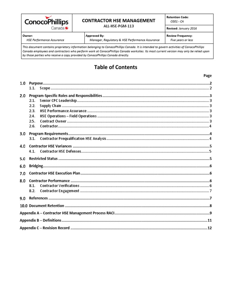 Ensuring Contractor Safety: ConocoPhillips' Program for Managing Health ...