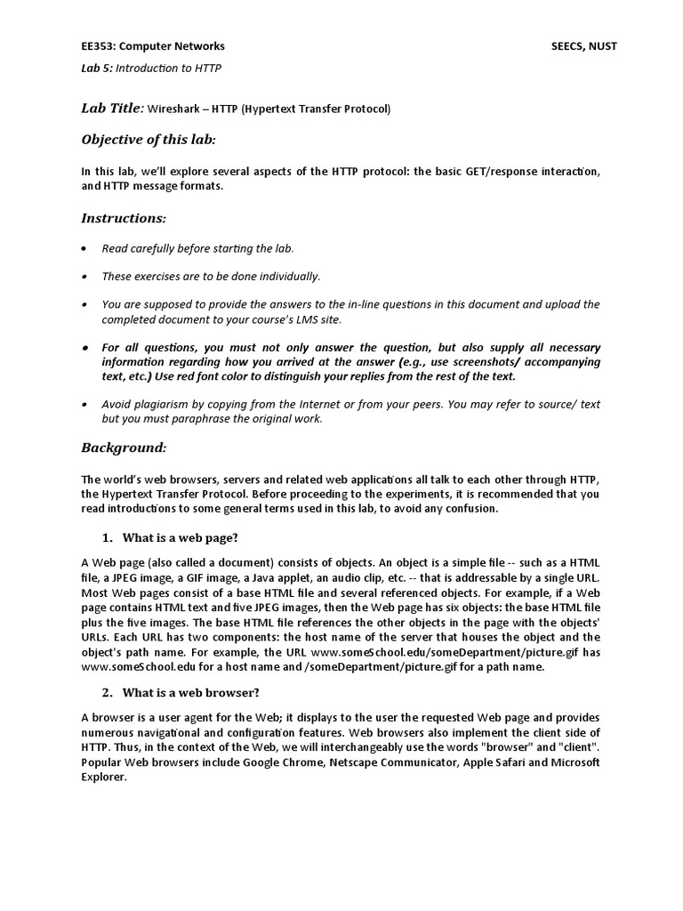 Lab5 w5 HTTP | PDF | World Wide Web | Internet & Web