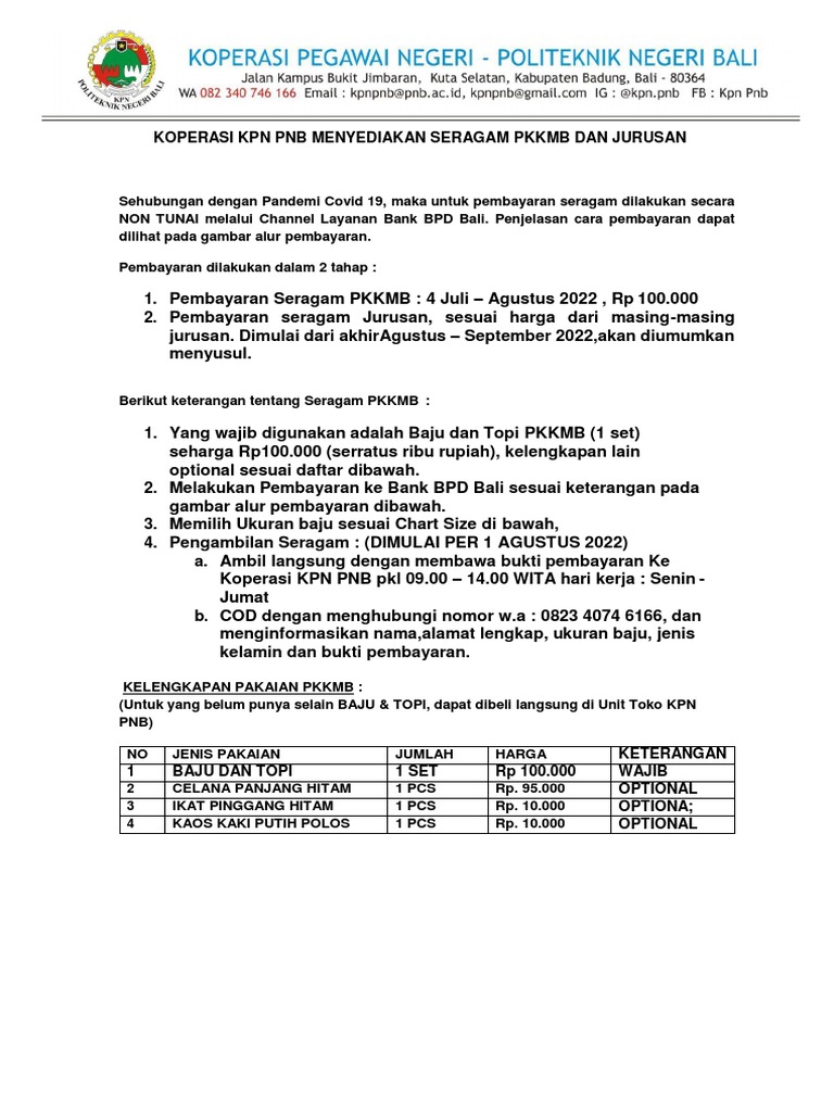 Seragam PKKMB 2022 | PDF