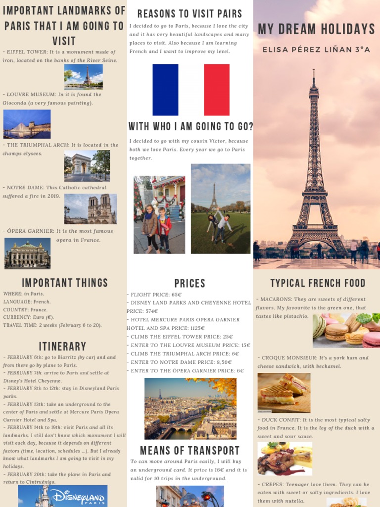 My Dream Holidays | PDF | Paris | Cooking