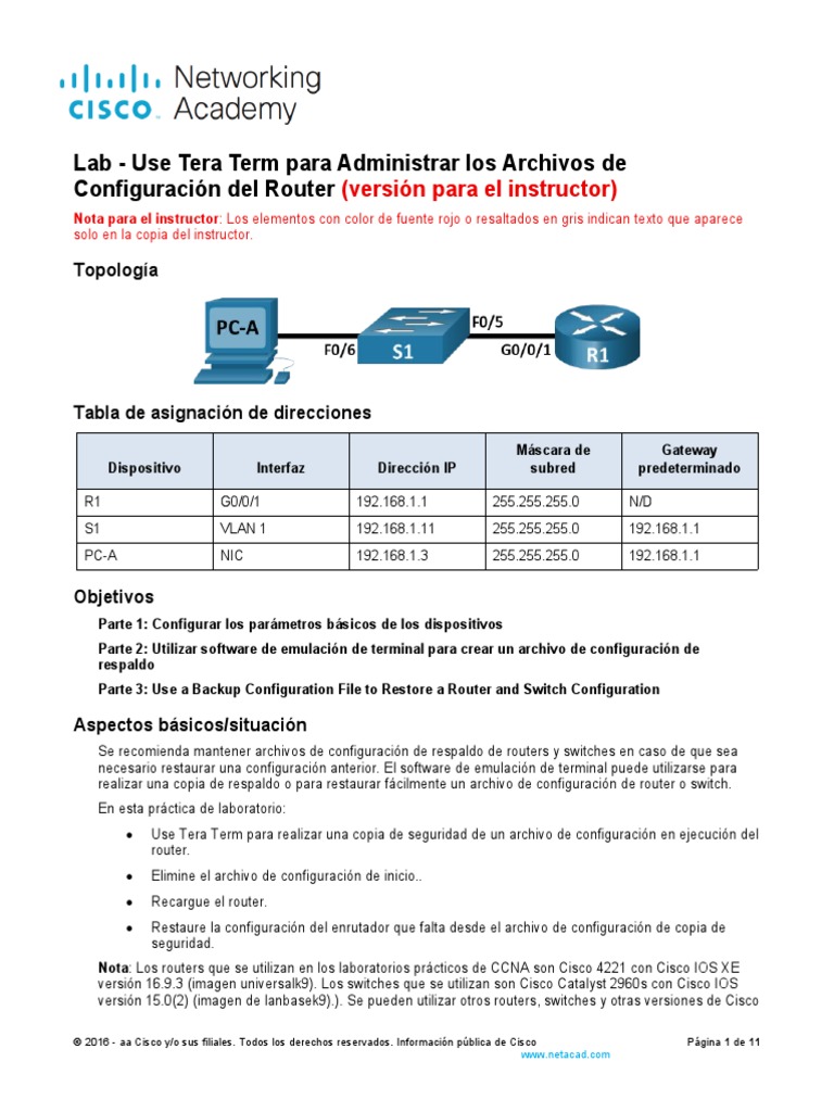 Tera Term: Gestión de Configuraciones Router | PDF | Enrutador ...