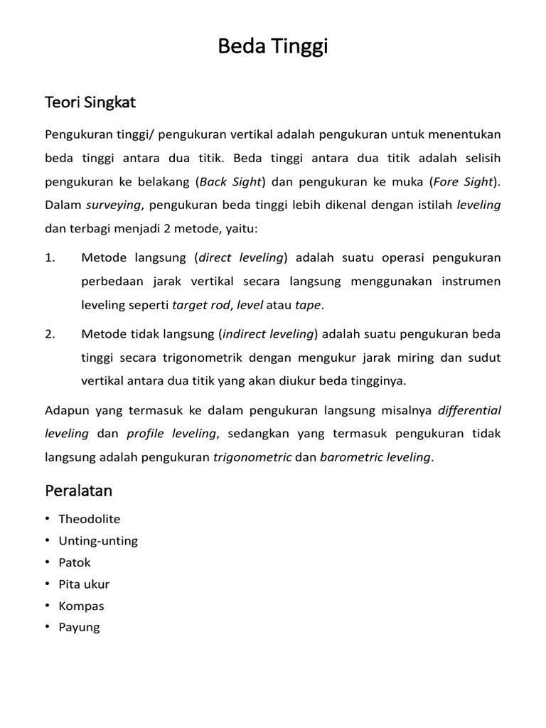 Beda Tinggi | PDF