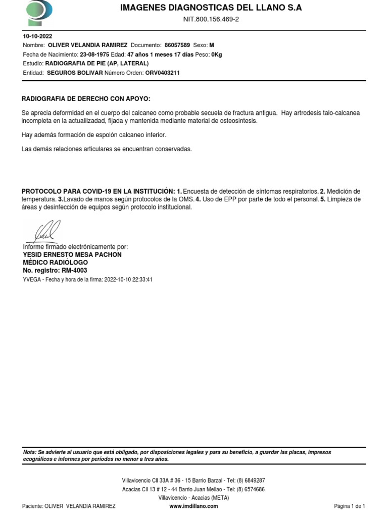 Orden de Radiografía de Pie AP y Lateral | PDF