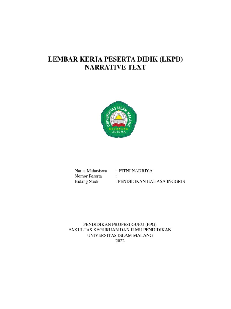 LKPD Narrative Text: Legenda Malin Kundang | PDF
