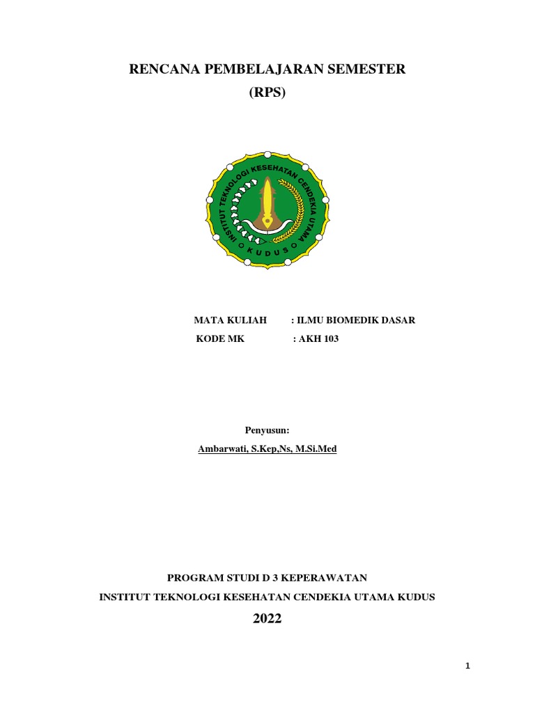 RPS Ilmu Biomedik Dasar | PDF | Pengembangan Diri