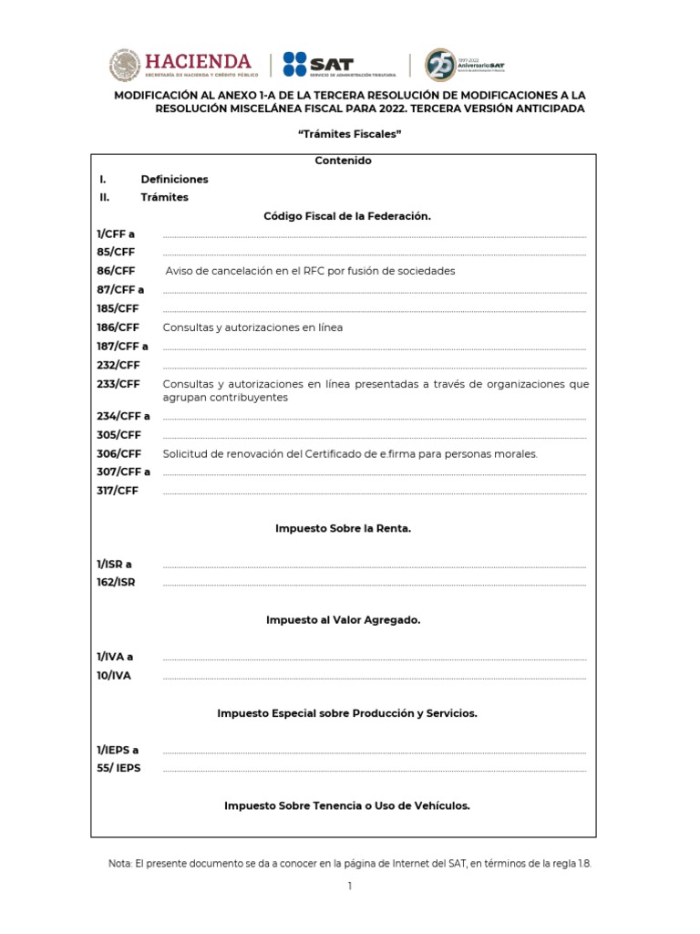 Anexo 1-A 3a RMRMF2022 3aanticipada-25042022 | PDF | Archivo de ...