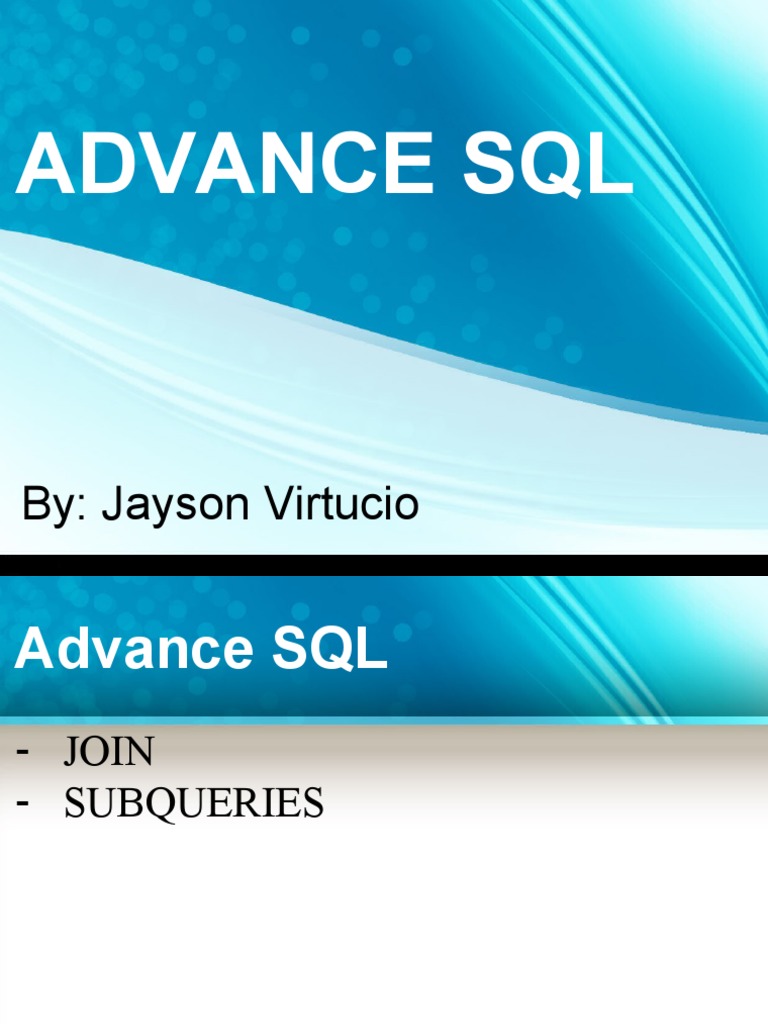Advance Sql Pdf Software Engineering Data 