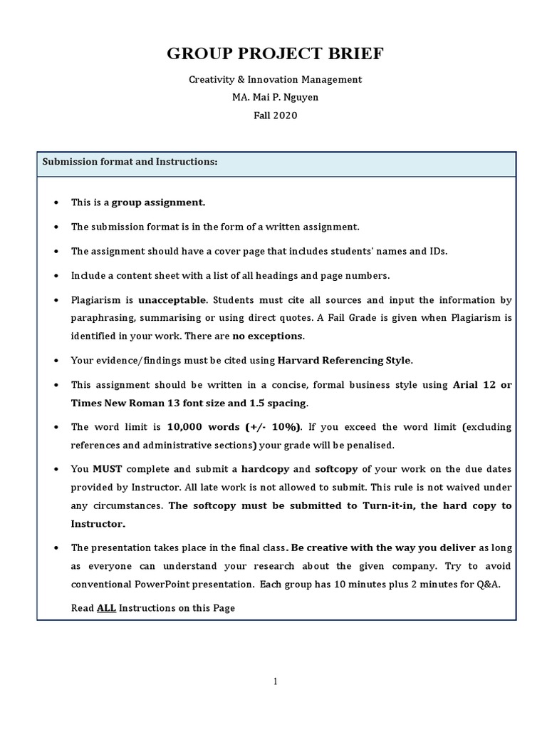 Final Project Brief | PDF | Innovation | Business