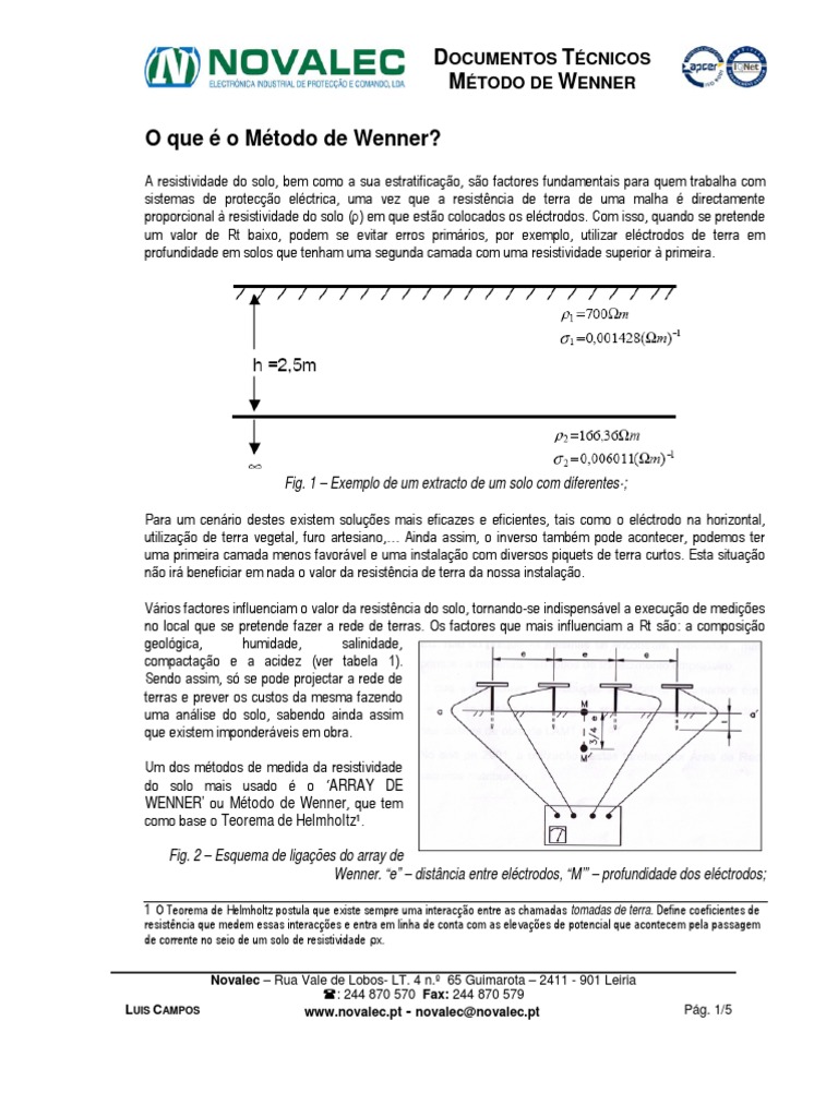Metodo Wenner | PDF | Resistividade elétrica e condutividade | Solo
