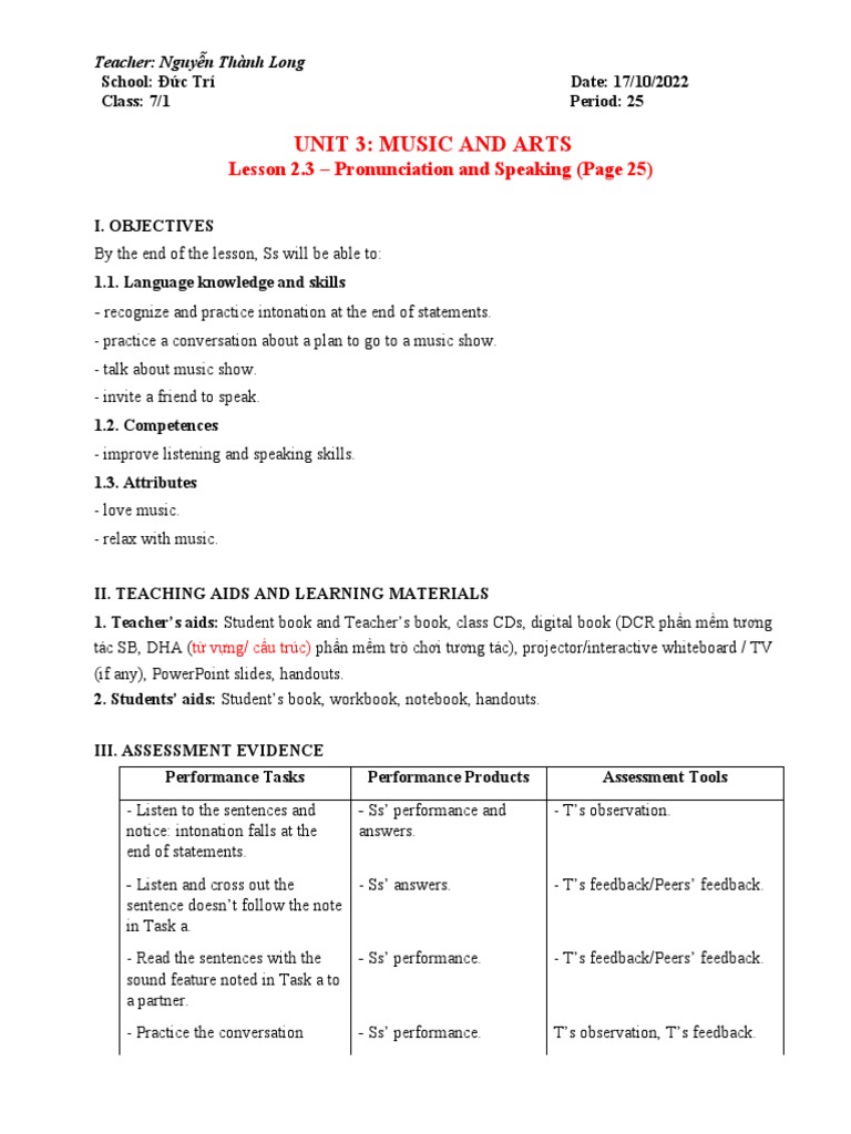UNIT 3 - LESSON 2 - PART 3 - Pronunciation and Speaking-WEEK 10 | PDF | Cognitive Science ...