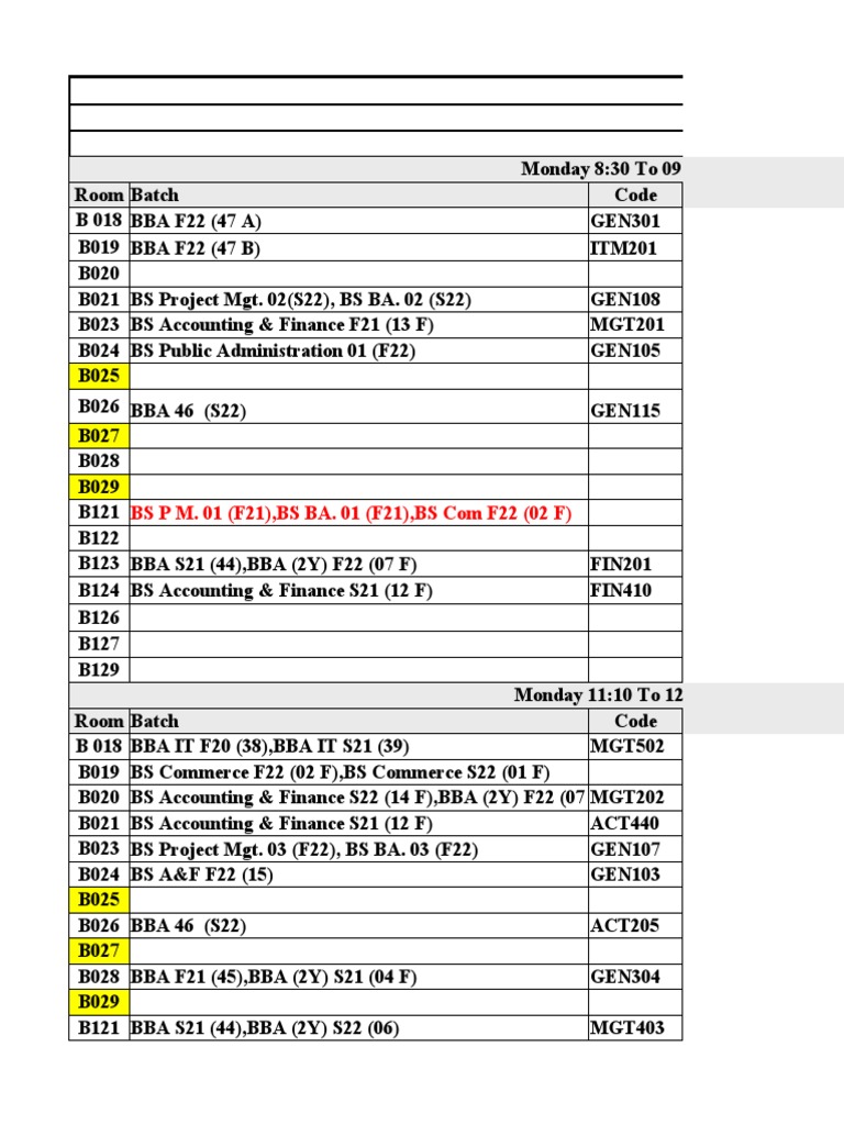 Faculty of Management Sciences (IIUI) Time Table Fall 2022 (FMS Female): Course Schedules and ...