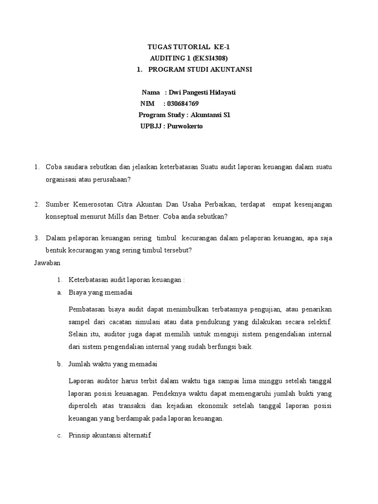 TUGAS 1 Auditing | PDF