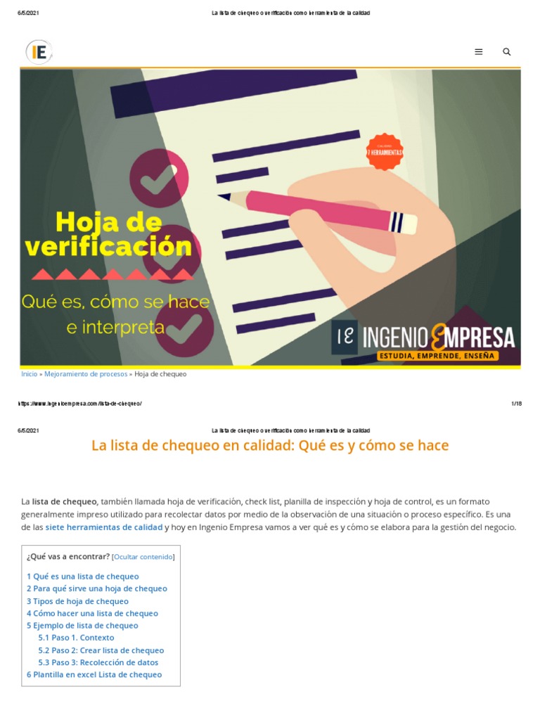 La Lista de Chequeo | PDF | Herramientas | Software
