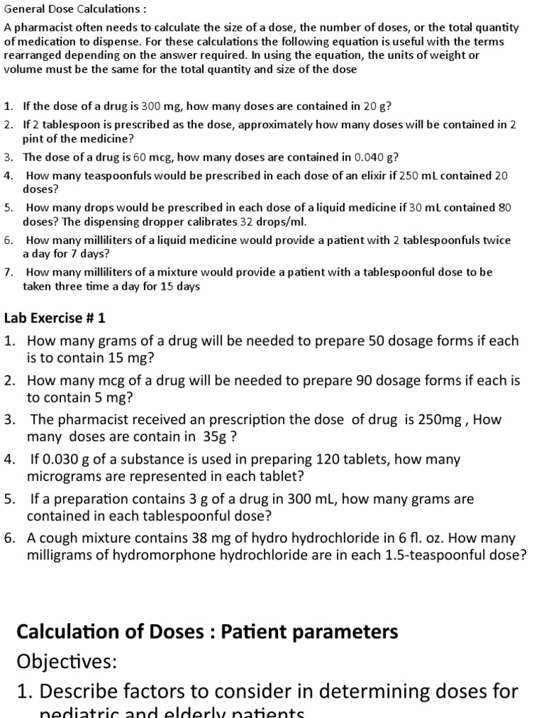 Dispensing Lab - Calculations and Practice of Pharmacy | PDF ...