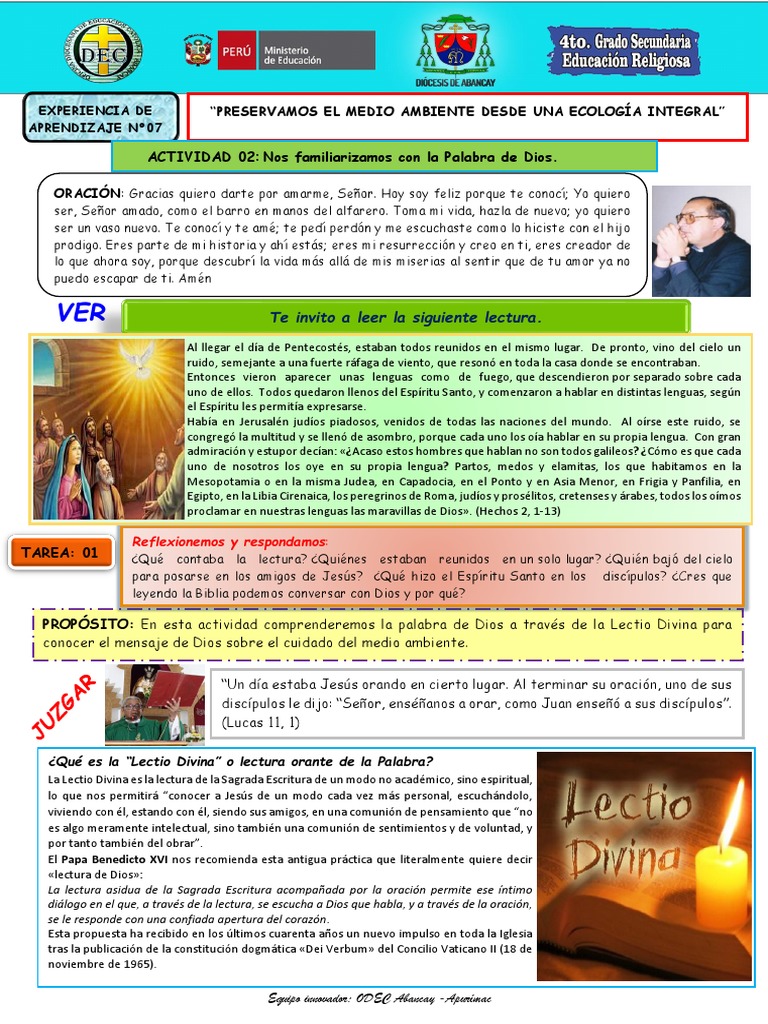 4to Actividad 02, Lectio Divina | PDF | Oración | Lectio Divina