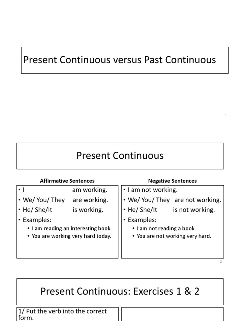 Present Continuous Vs Past Continuous | PDF | Linguistics | Language ...