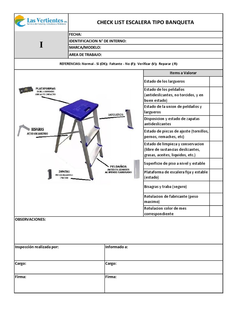 Checklist para Escalera Tipo Banqueta | PDF