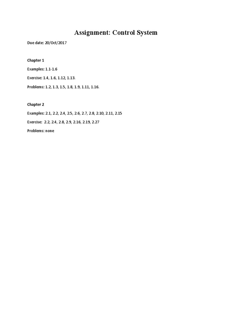 Control System Assignment 1 | PDF