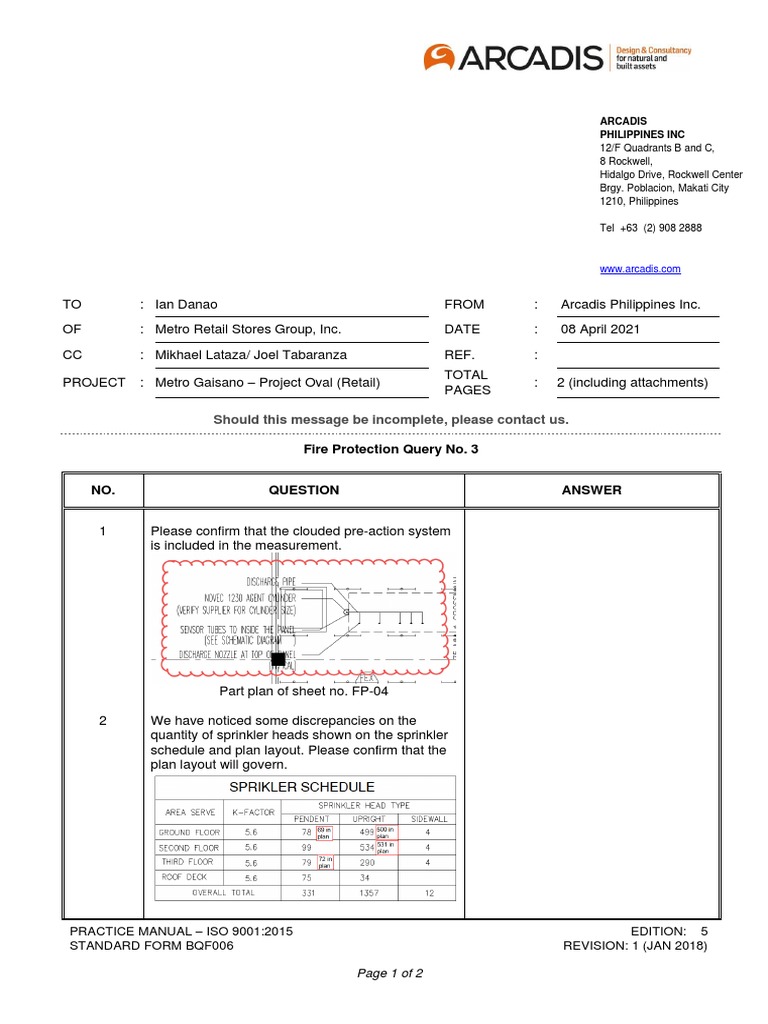 Fire Protection Query ISO 9001:2015 | PDF