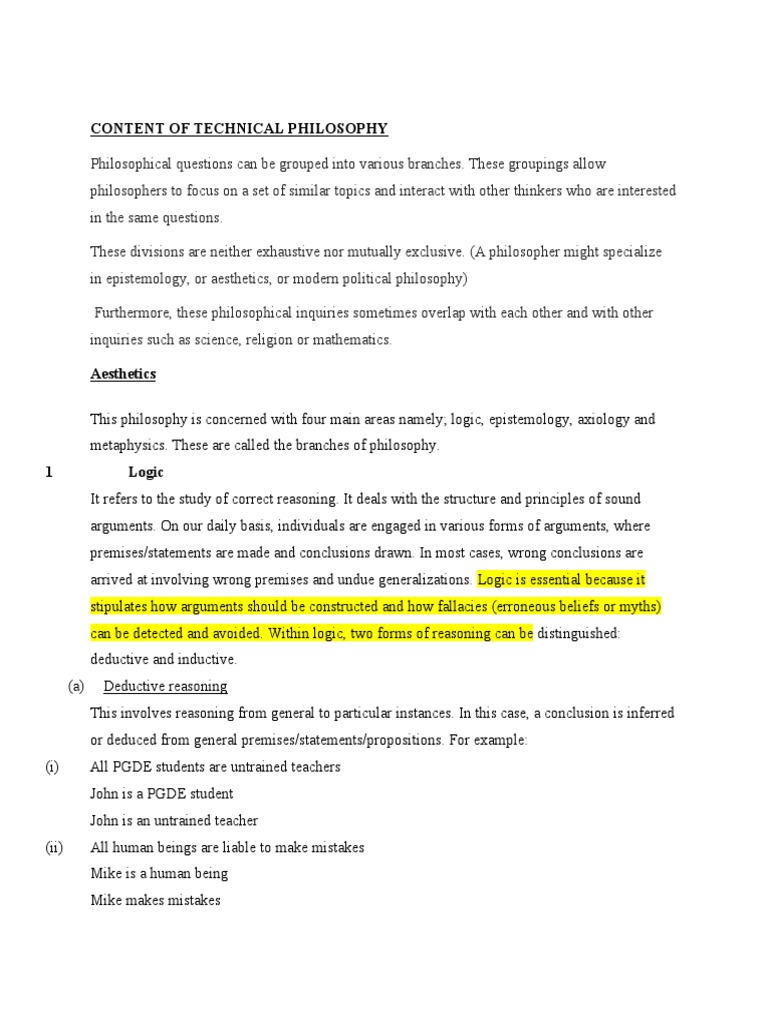 CONTENT of Technical Philosophy | PDF | Logic | Deductive Reasoning