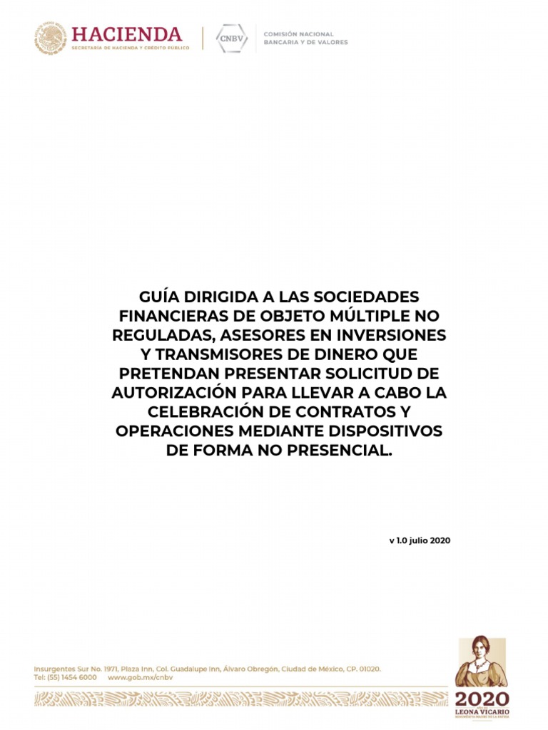 Guía-Cnbv Operaciones No Presenciales Sofom | PDF | Biometría | Auditoría