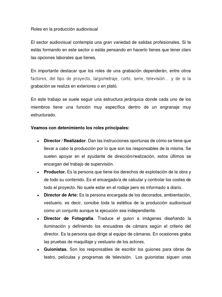 Roles clave en la producción audiovisual: Director, Productor ...
