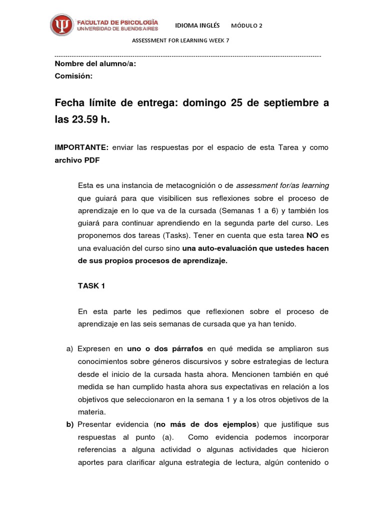 Assessment For-As Learning Week 7 Módulo 2 | PDF | Aprendizaje | Evaluación