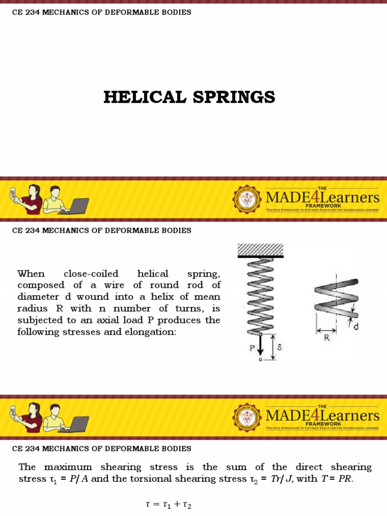 Review Notes & Sample Problems (Helical Spring) | PDF | Stress ...