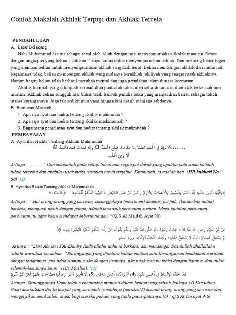 Akhlak Terpuji dan Tercela dalam Islam | PDF