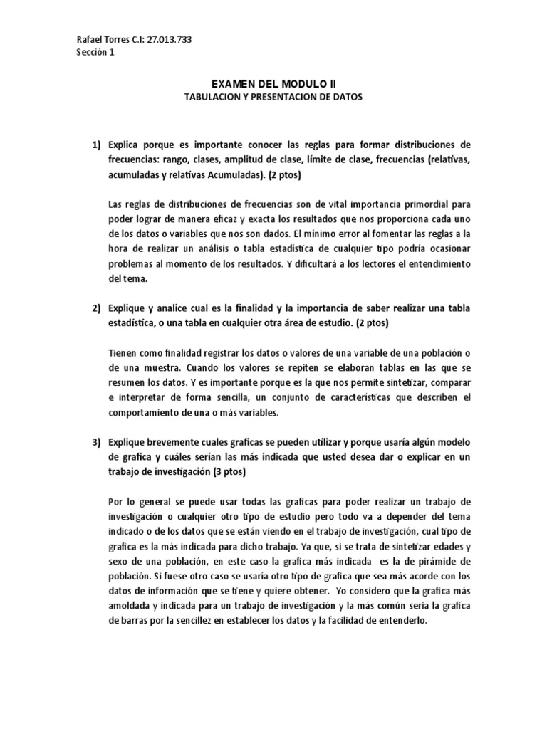 Examen Teorico Del Modulo 2 Estadistica | PDF | Estadísticas | Science