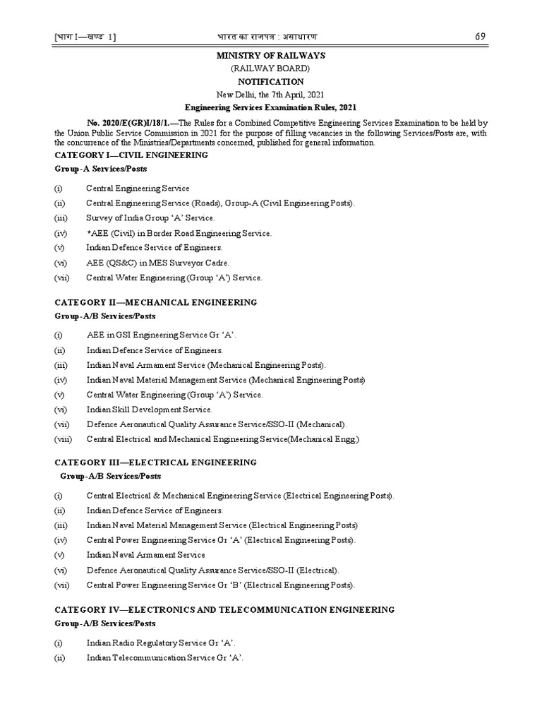 Engineering Services Examination Rules, 2021 | PDF | Test (Assessment ...