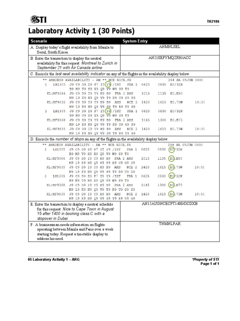 Laboratory Activity 1 (30 Points) : Scenario System Entry | PDF