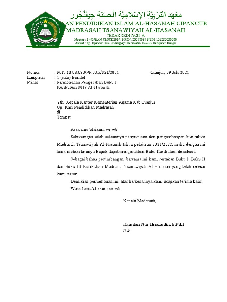 Surat Permohonan Pengesahan | PDF