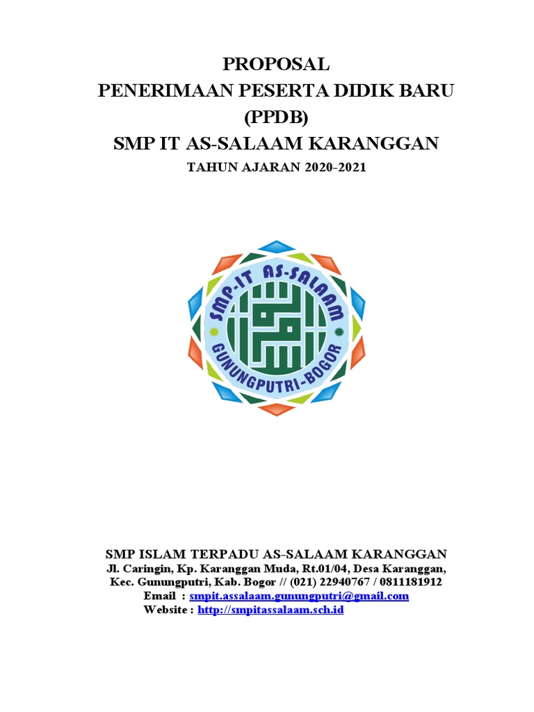 Proposal PPDB SMP It As Salaam 2020-2021 | PDF