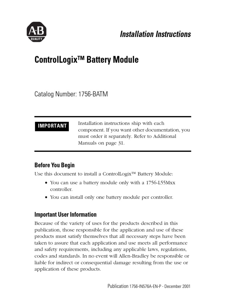 1756 Battery Module | PDF | Electrostatic Discharge | Manufactured Goods